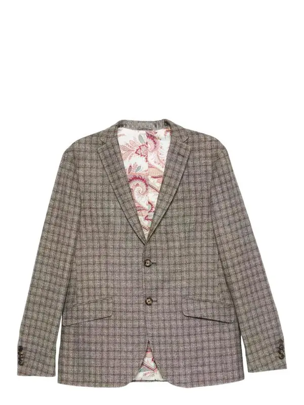 Etro Checked Paisley-lined Blazer - Neutrals