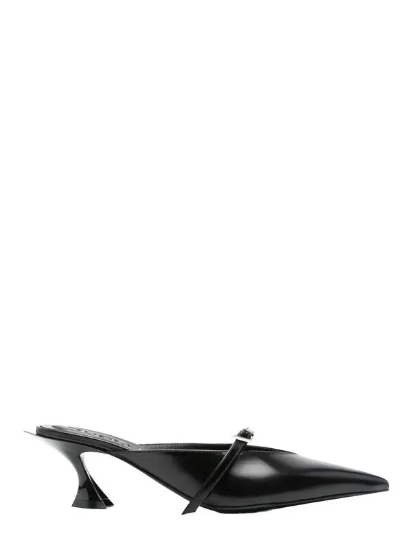 MUGLER 70mm Pointed-toe Ribbon Mules - Black