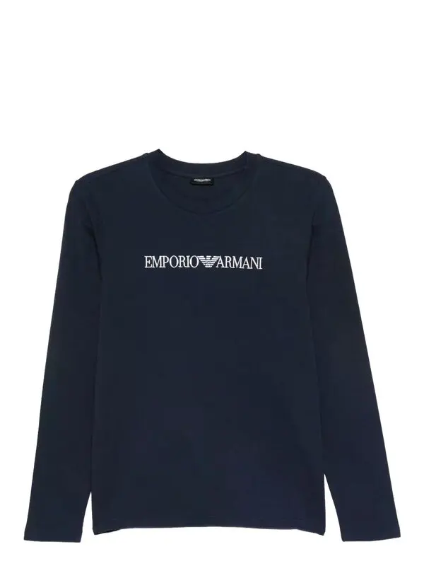 Emporio Armani Logo-embroidered Long-sleeve Top - Blue
