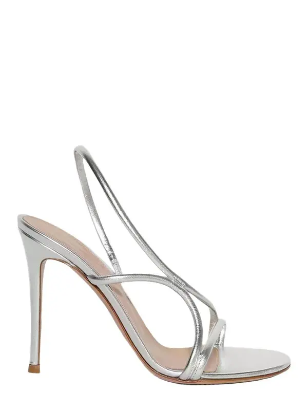 GIANVITO ROSSI 100mm Slingback Leather Sandals - Silver