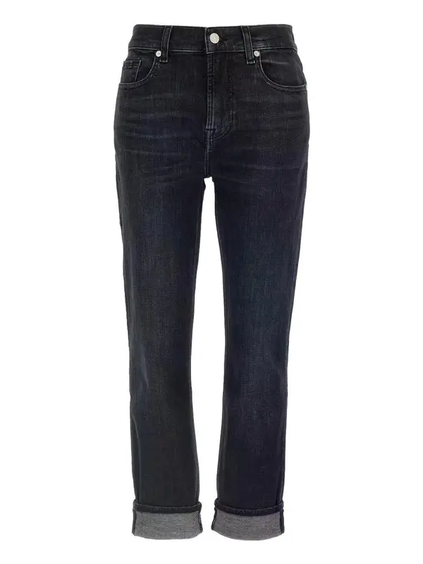 7 For All Mankind Cuffed Hem Skinny Jeans - Black