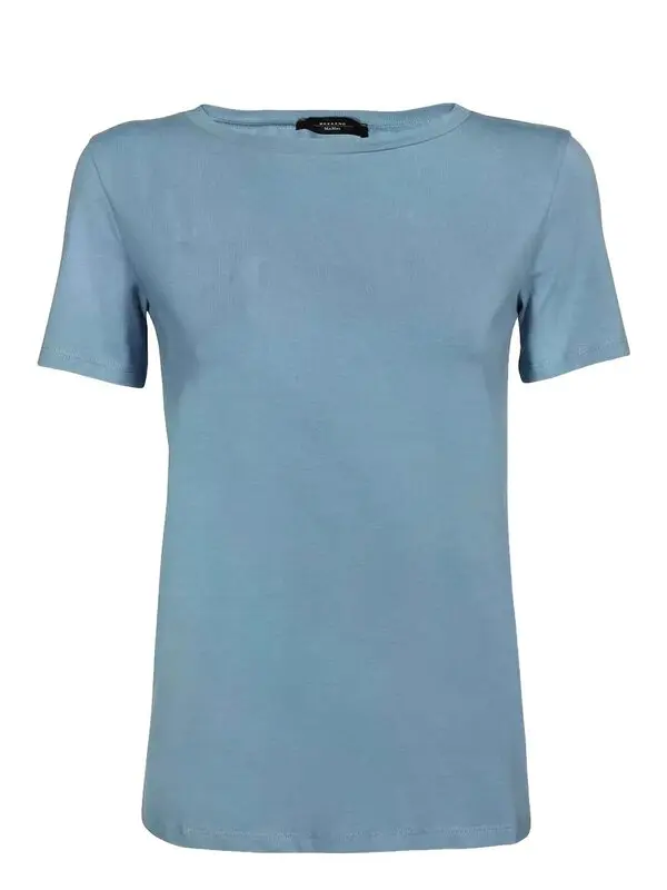 Max Mara Ribbed-neckline T-shirt With Moth Logo - Blue