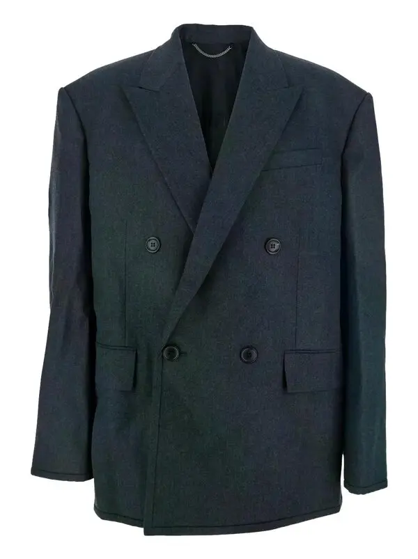JUUN.J Double-breasted Wool Blazer - Blue