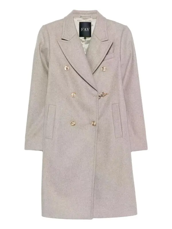 FAY Double-breasted Clasp Coat - Neutrals