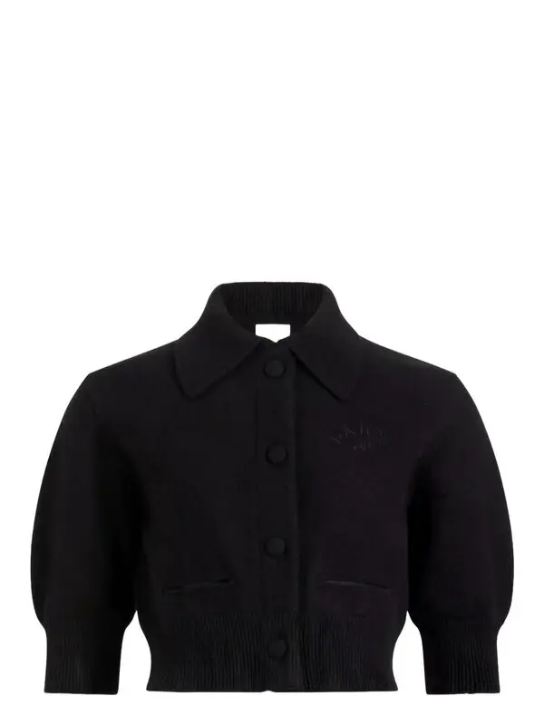 Patou Wool Cardigan With Buttons And Logo - Black