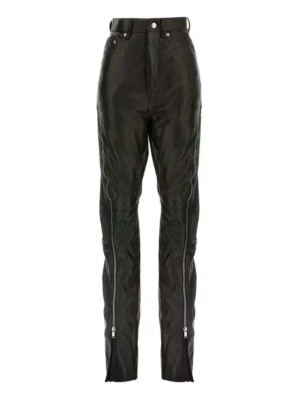 Rick Owens Bolan Banana High-waisted Leather Trousers - Black