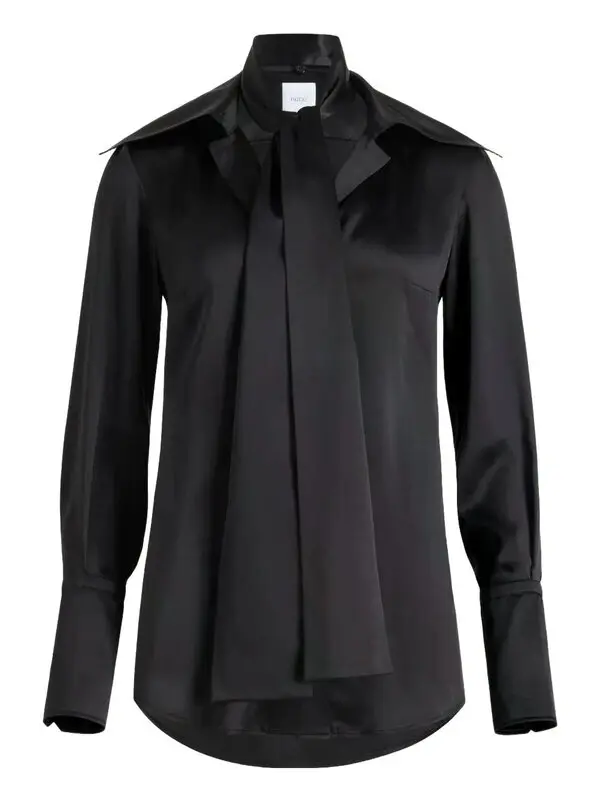 Patou Wide-collar Silk Blouse - Black