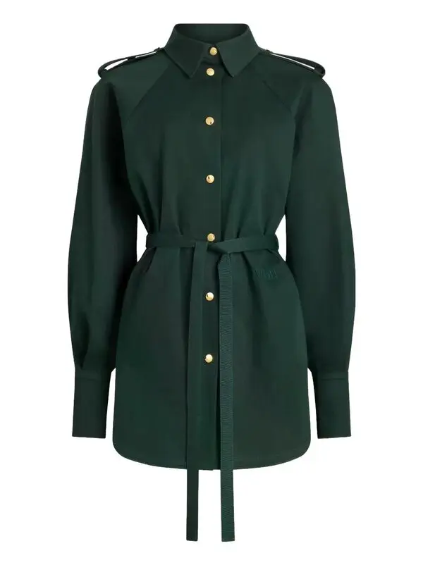 Patou Gabardine Belted Shirt - Green