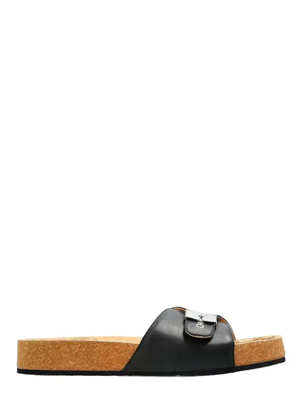 Balenciaga Buckle-fastening Leather Slides - Black