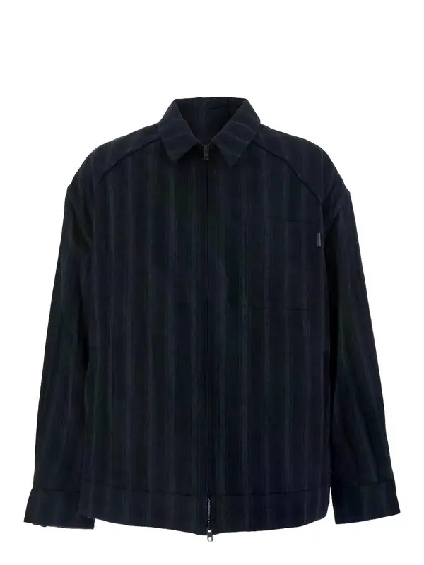 JUUN.J Striped Zip-front Shirt - Black