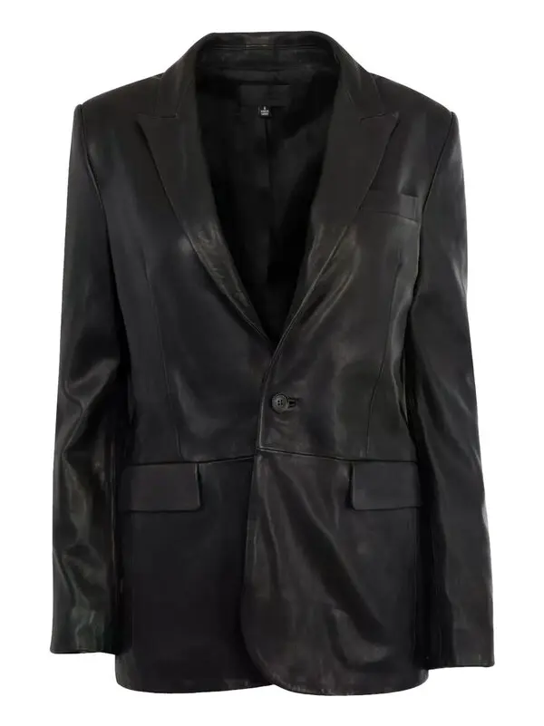 NILI LOTAN Belmonde Tailored Leather Jacket - Black