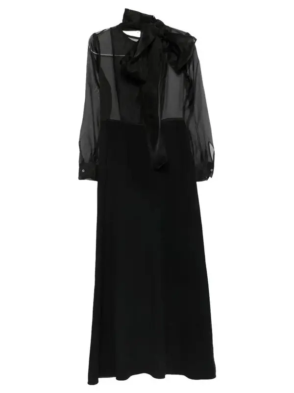 P.a.r.o.s.h Bow-detail Silk Dress - Black