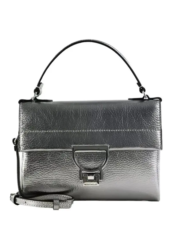 COCCINELLE Arlettis Metallic Leather Tote Bag - Silver
