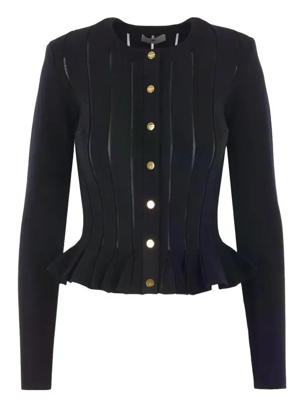 Elisabetta Franchi Ribbed-knit Peplum Cardigan - Black