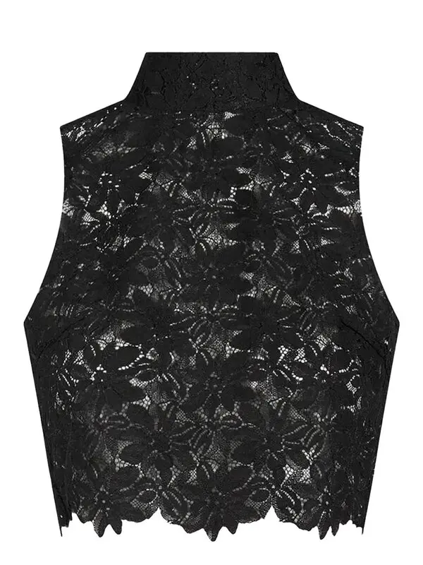 Manière De Voir Lace Open-back Top - Black