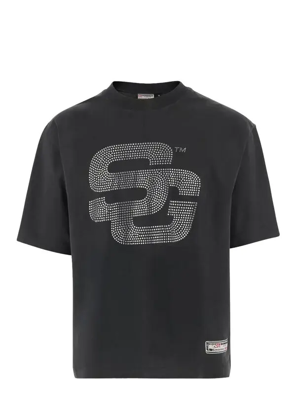 SUMMER GAMES Rhinestone-embellishment Logo T-shirt - Black