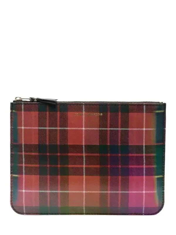 Comme Des Garçons Plaid Pattern Zip Fastening Wallet - Red