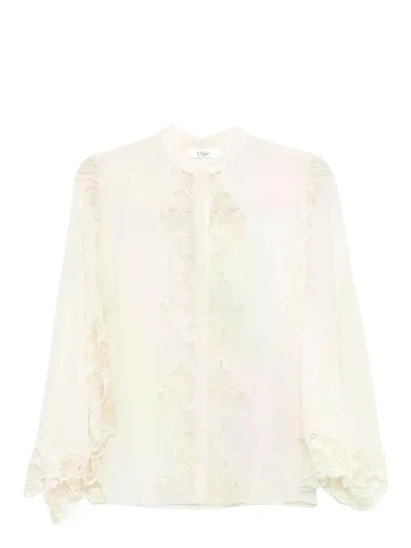 Chloé Lace-trimmed Blouse - Neutrals