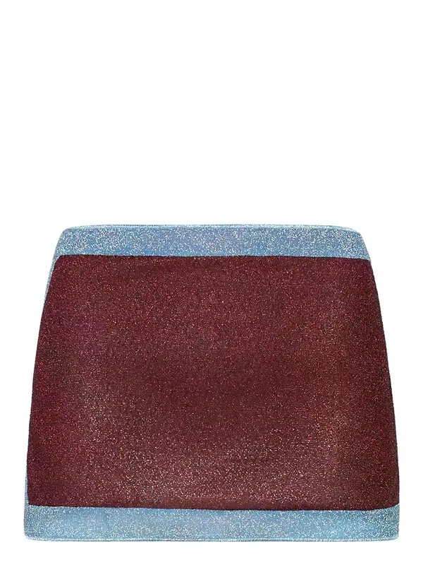 Oseree Glitter Paneled Mini Skirt - Blue