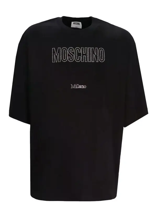 Moschino Crystal-embellished Cotton T-shirt - Black