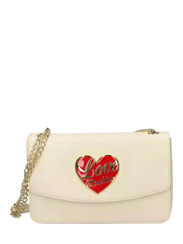 Moschino Heart-plaque Chain Shoulder Bag - Neutrals