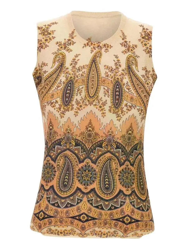 Etro Paisley Print Sleeveless Top - Neutrals
