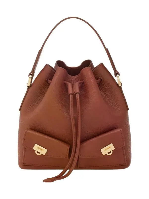 FERRAGAMO Calfskin Bucket Bag - Brown