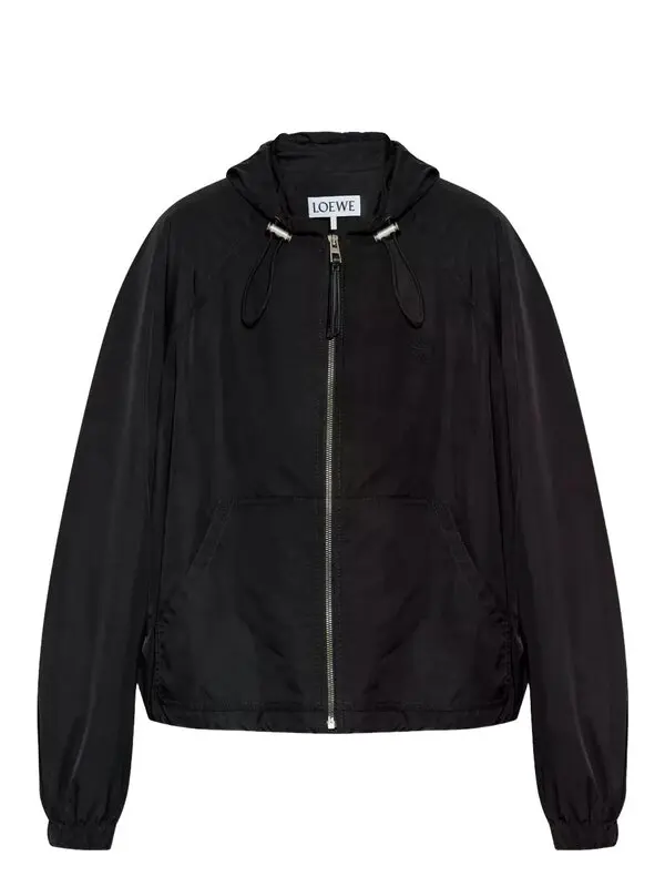 Loewe Hooded Drawstring Bomber Jacket - Black