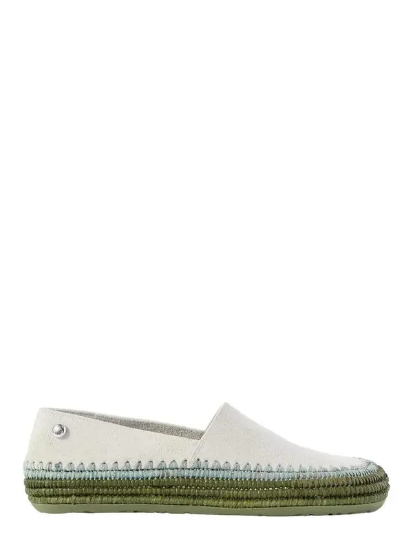 Loewe Rio Raffia-trimmed Suede Espadrilles - Gray