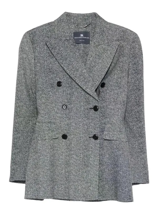 Ermanno Scervino Herringbone Double-breasted Blazer - Grey