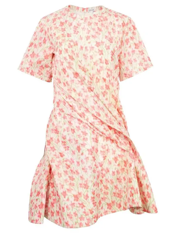 Loewe Twisted Floral-print Mini Dress - Pink