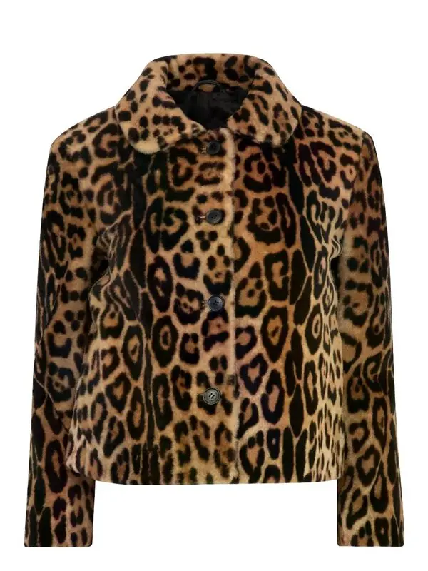 NILI LOTAN Leopard-print Shearling Montmartre Jacket - Brown