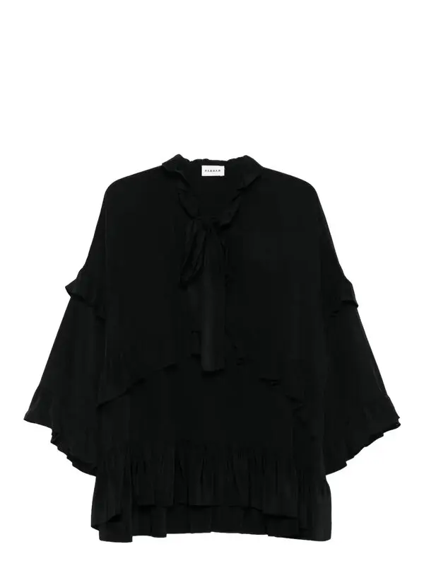 P.a.r.o.s.h Ruffled Tie-neck Top - Black