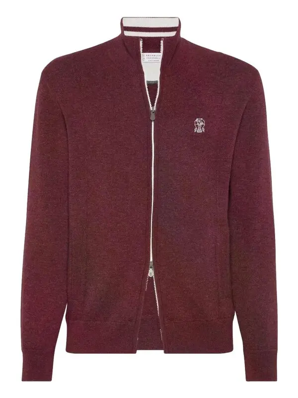 Brunello Cucinelli High-neck Zip-up Cardigan - Red