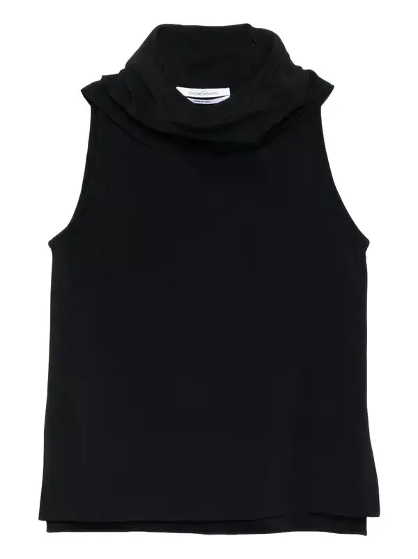 Another Tomorrow Cowl-neck Tank Top - Black