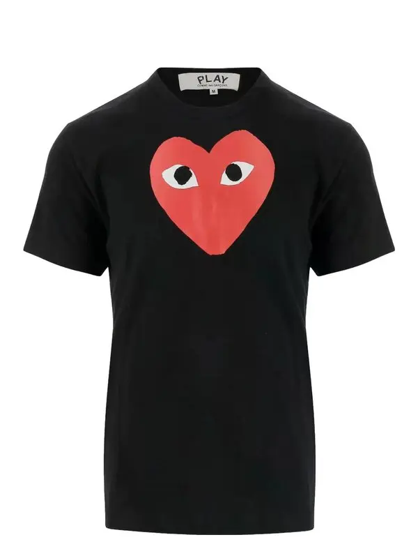 Play Comme Des Garcon Heart-logo Cotton T-shirt - Black