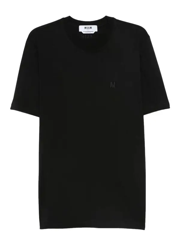MSGM Logo-embroidered Cotton T-shirt - Black