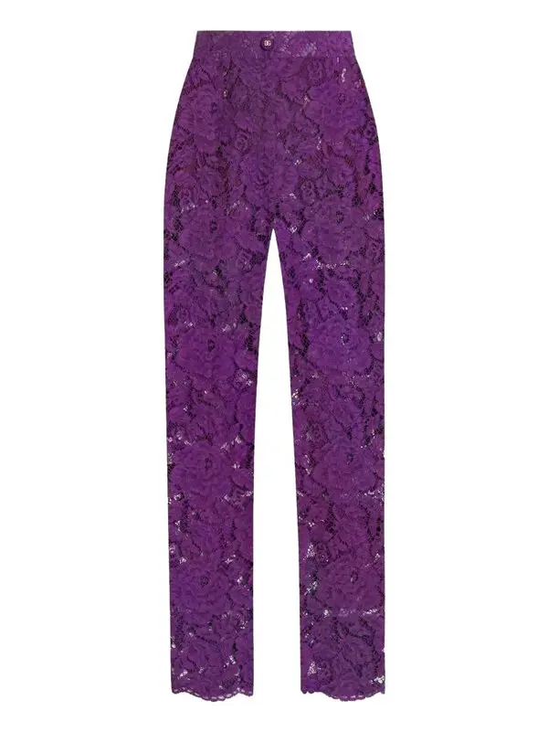 Dolce & Gabbana Lace Tapered Trousers - Purple