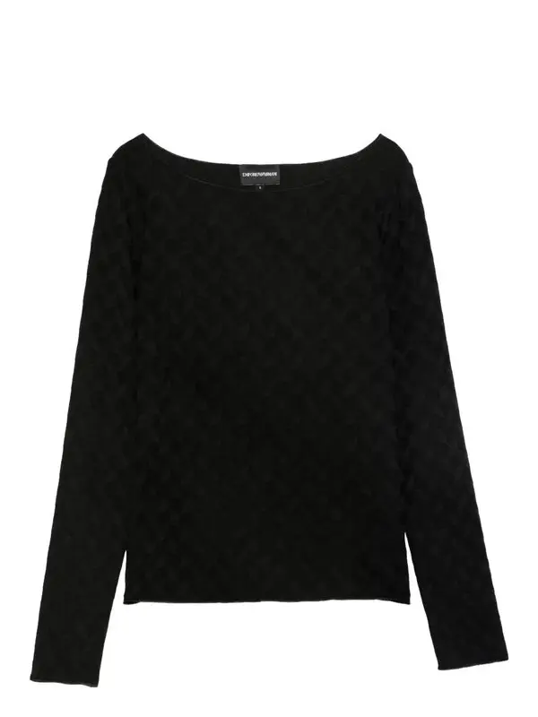 Emporio Armani Textured Knit Boat-neck Pullover - Black