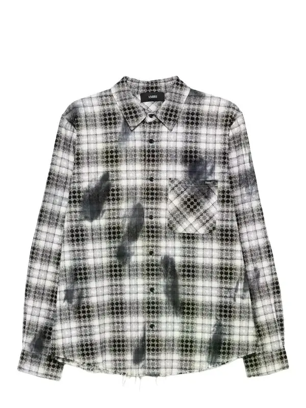 Amiri Checked Frayed Shirt - Black