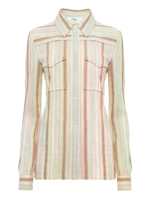 Chloé Striped Cotton Shirt - White