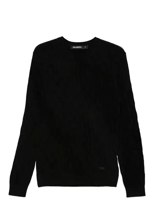 Karl Lagerfeld Cable-knit Cotton-blend Sweater - Black