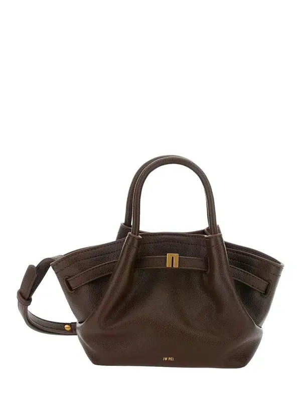 Jw Pei Mini Hana Pleated Clasp Tote Bag - Brown