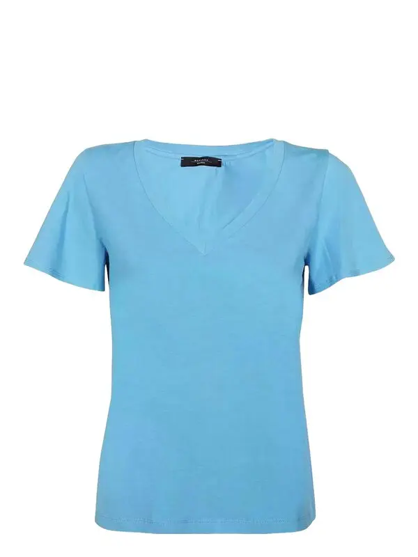 Max Mara V-neck Ruffled-sleeve T-shirt - Blue