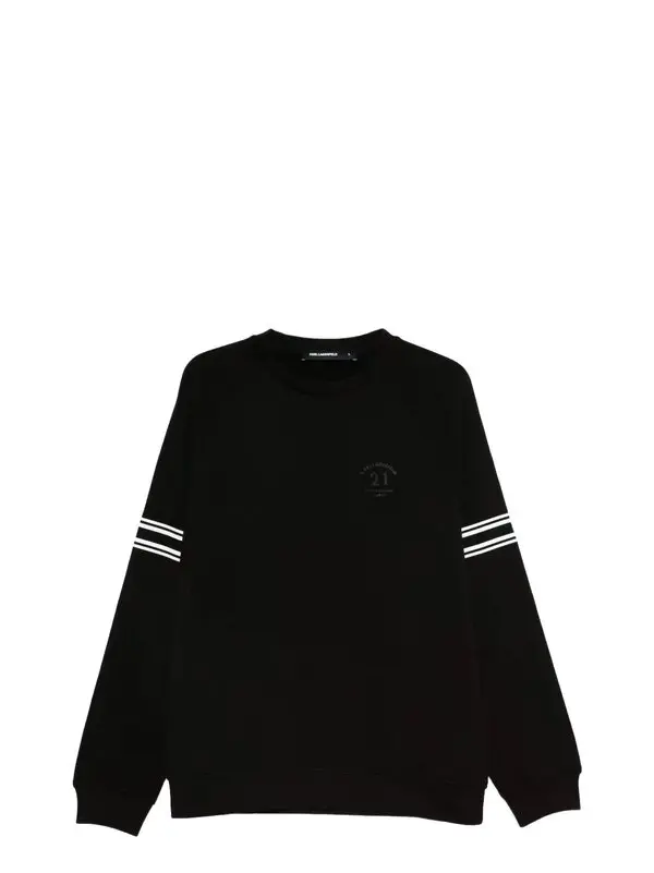 Karl Lagerfeld Stripe-detail Cotton Sweatshirt - Black