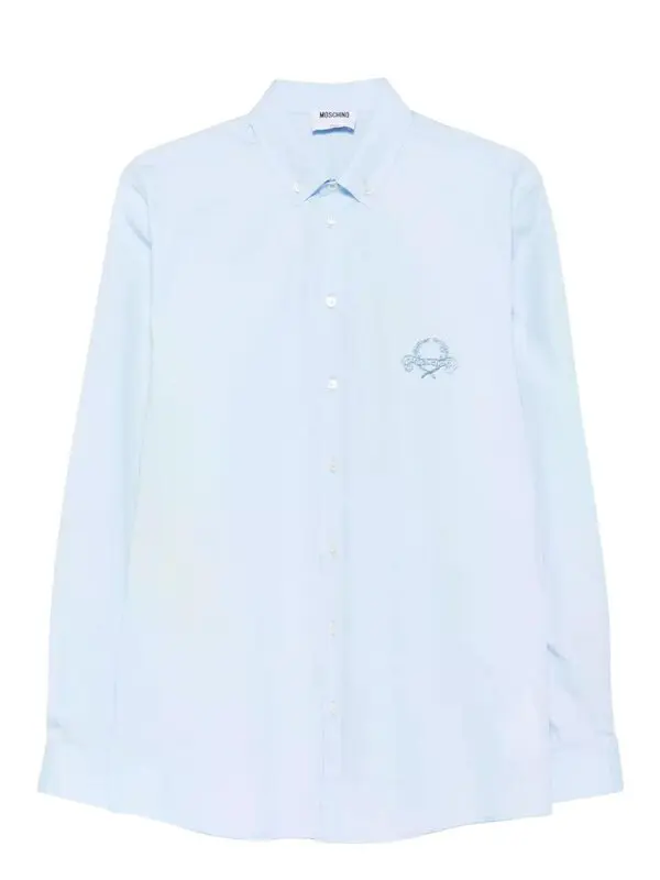 Moschino Logo-embroidered Long-sleeved Shirt - Blue