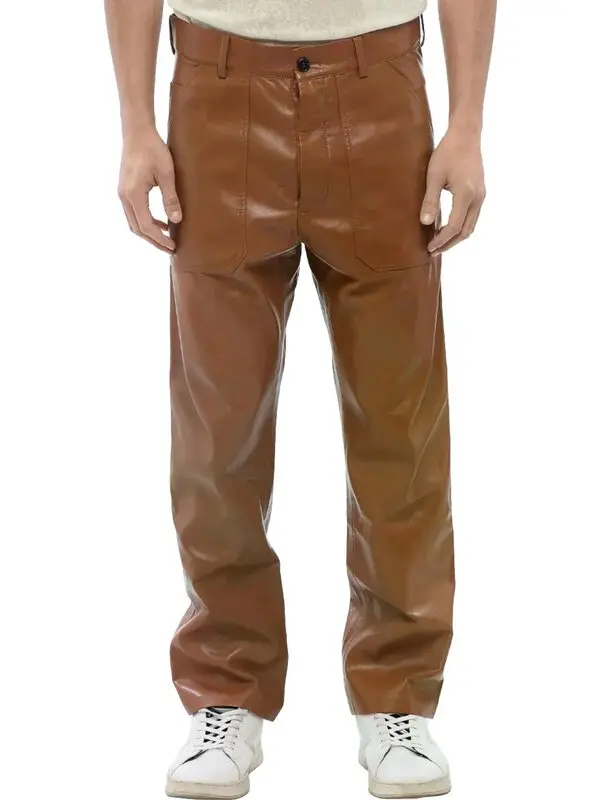 Nanushka Patch-pocket Faux Leather Trousers - Brown