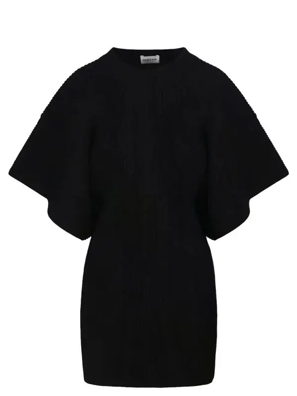 P.a.r.o.s.h Ribbed Flared-sleeve Mini Dress - Black