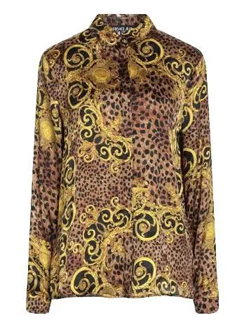 Versace Jacquard Shirt With Signature Print - Brown