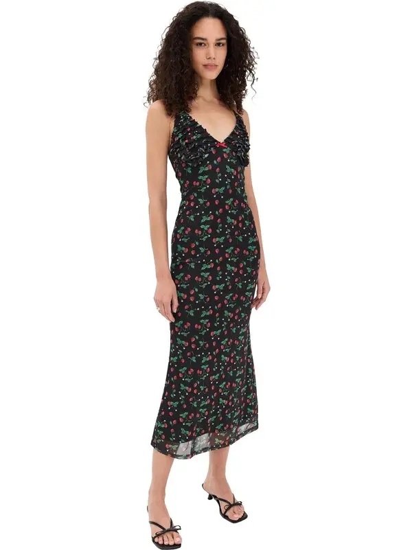 BAILEY ROSE Strawberry Print Maxi Dress - Black